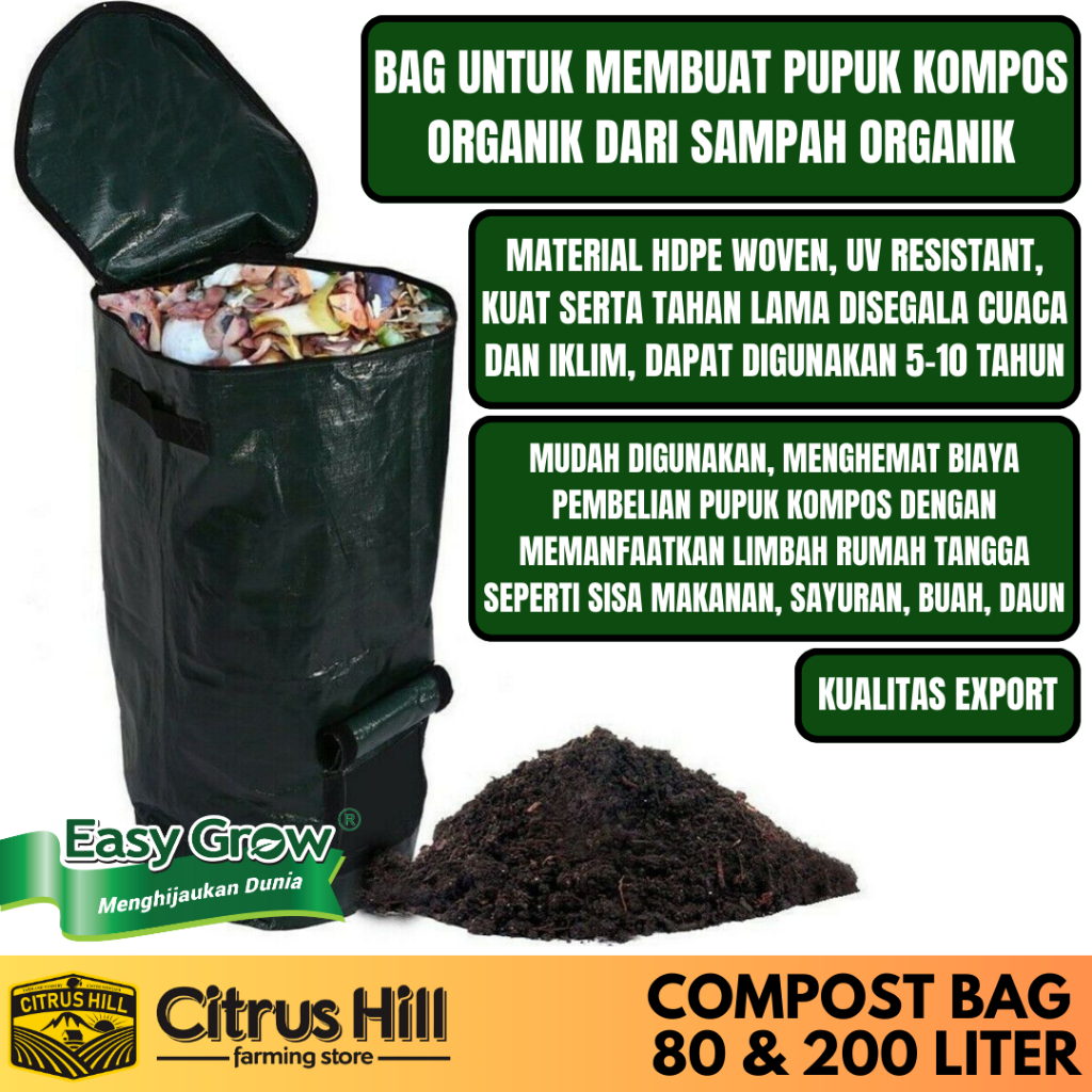 Jual COMPOST KOMPOS PLANTER BAG LARGE 200 Liter & 80 Liter EASY GROW ...