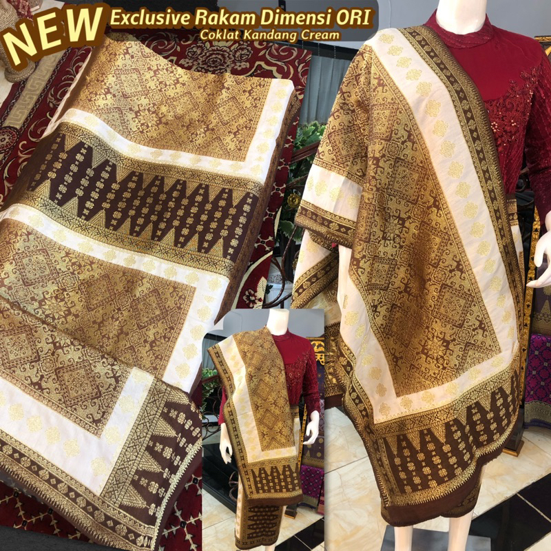Jual NEW Exclusive Songket Kandang Dimensi ORI / Coklat kandang cream / songket tenun asli ...