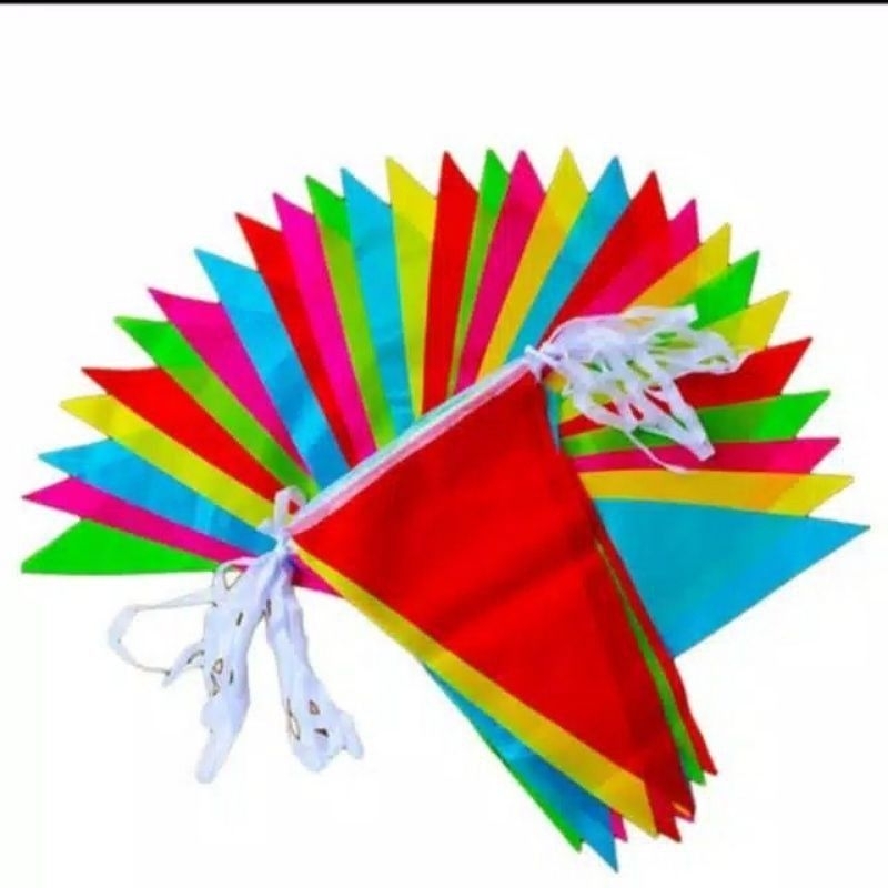 Jual Bendera segitiga warna warni bunting flag HUT BENDERA HIAS FESTIVAL-Warna wani | Shopee ...