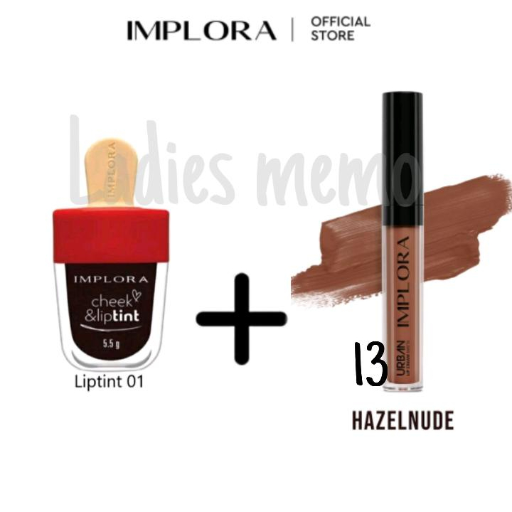 Jual 1 SET OMBRE IMPLORA URBAN LIP CREAM MATTE 13 HAZELNUDE + LIPTINT ...