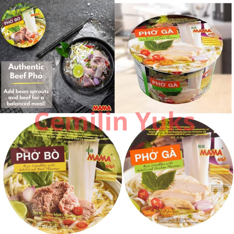 Jual Mama Pho Bo Rice Noodle Bowl 65g Rice Noodles Beef Flavour Chicken ...