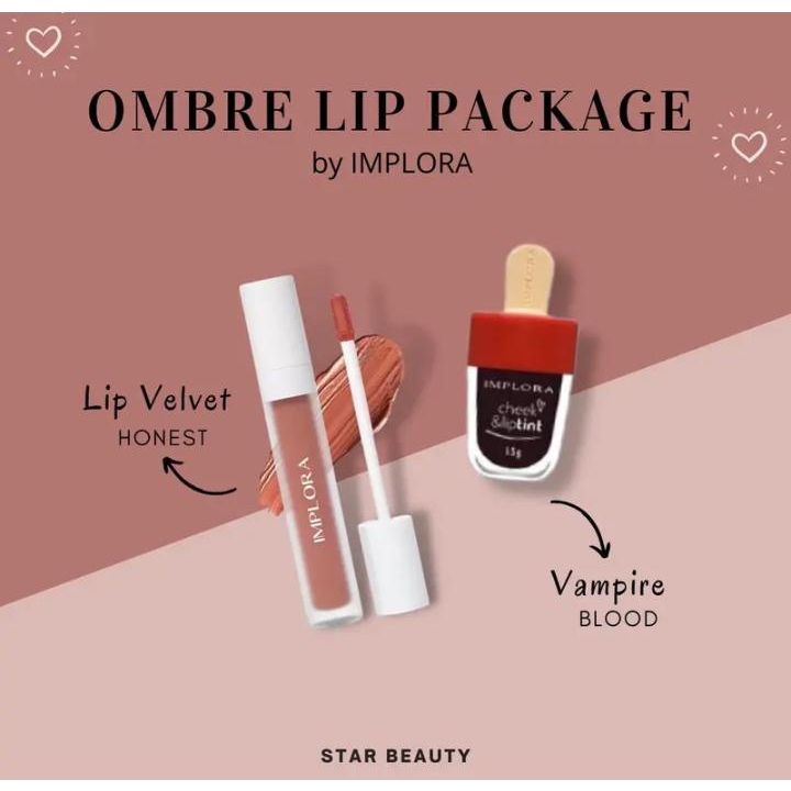 Jual 1 SET OMBRE IMPLORA LIPTINT 01 VAMPIRE BLOOD + IMPLORA LIP VELVET ...