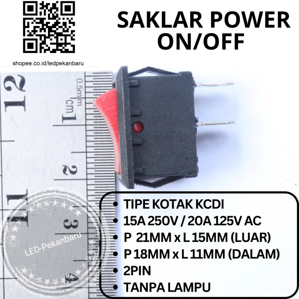 Jual SAKLAR 2 PIN ON OFF SWITCH POWER TOMBOL SEDANG 21X15 2PIN ROCKER ...