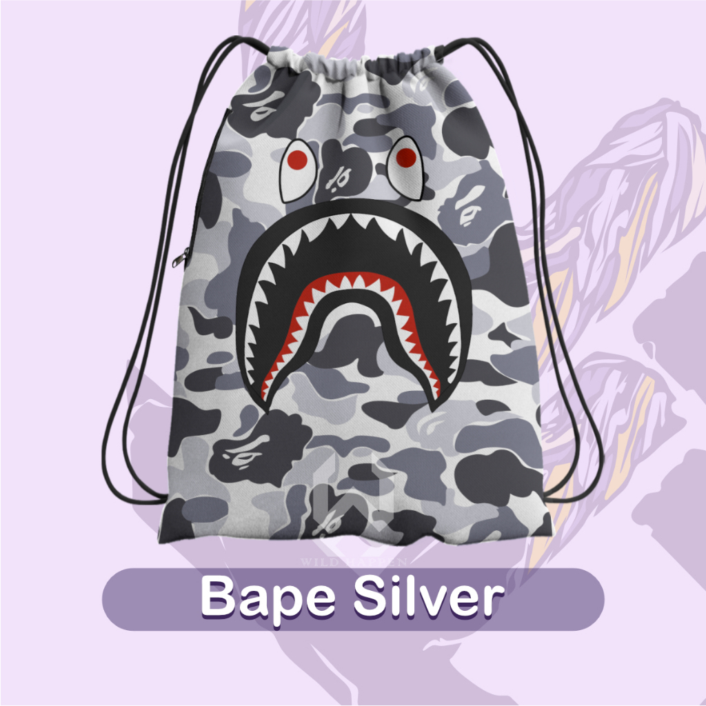 Jual Tas Serut / String Bag Full Print BAPE SILVER / BAPE BLUE / BAPE ...