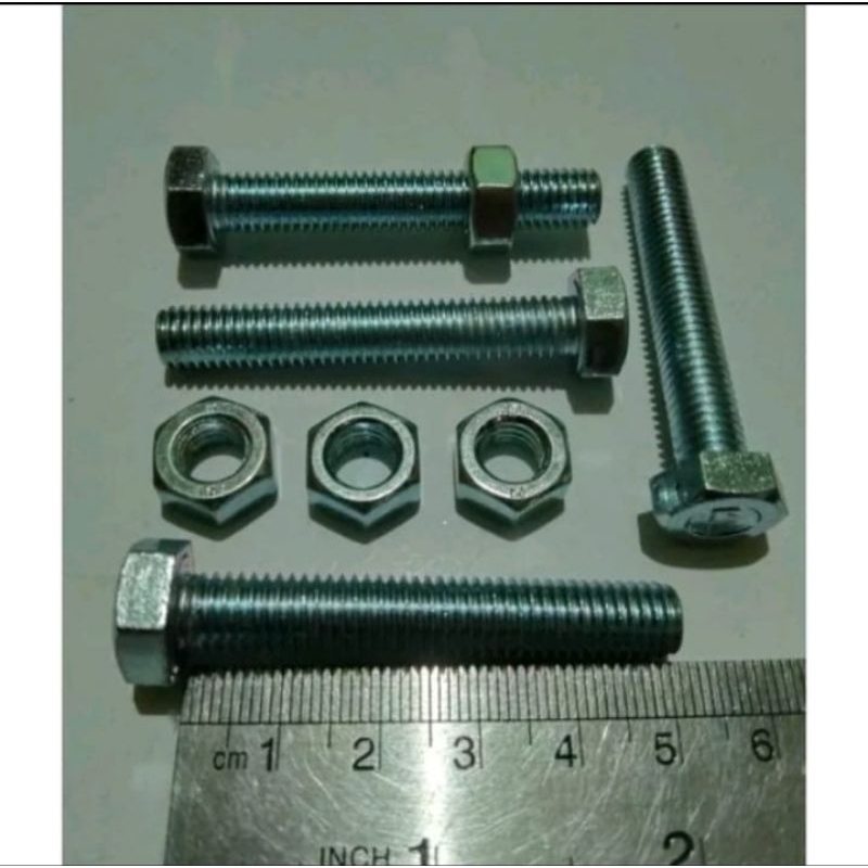 Jual BAUT + MUR PUTIH BMP M8 X 50 MM GALVANIS ( KUNCI 13 ) | Shopee Indonesia