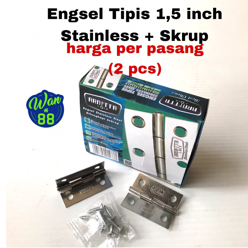 Jual Engsel Tipis 1,5” inch Stainless Dengan Skrup Arnetta harga per ...