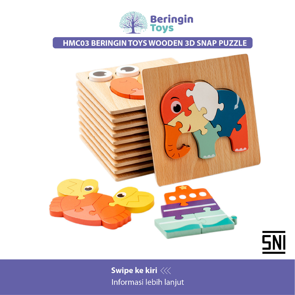 Jual Beringin Toys - Wooden 3D Snap Puzzle / 3D Puzzle / Mainan Puzzle ...