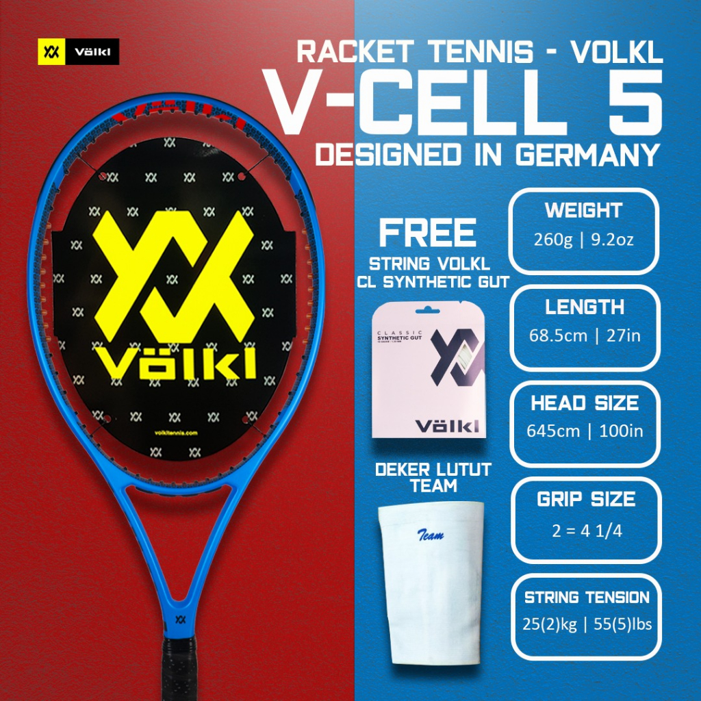 Jual Raket Tenis Tennis Volkl VCell 5 String Classic Synthetic Gut ...