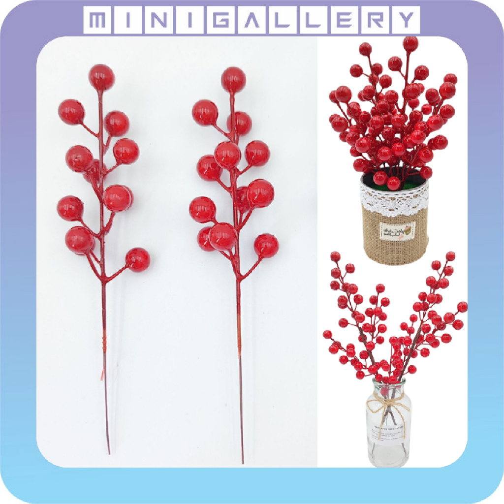 Jual Bunga Cherry Red Bean Hiasan Artificial Flower Hiasan Dekorasi ...