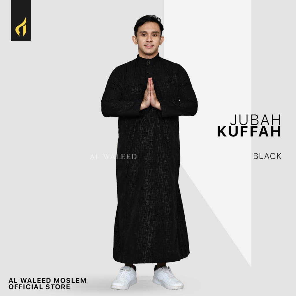 Jual Al waleed moslem jubah Kuffah lengan panjang oblong warna hitam ...