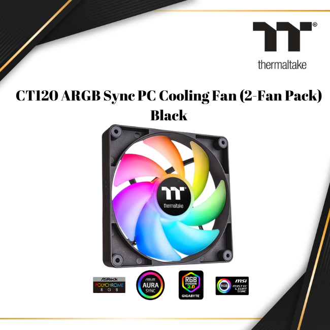 Jual THERMALTAKE CT120 ARGB Sync PC Cooling Fan (2-Fan Pack) | Black ...