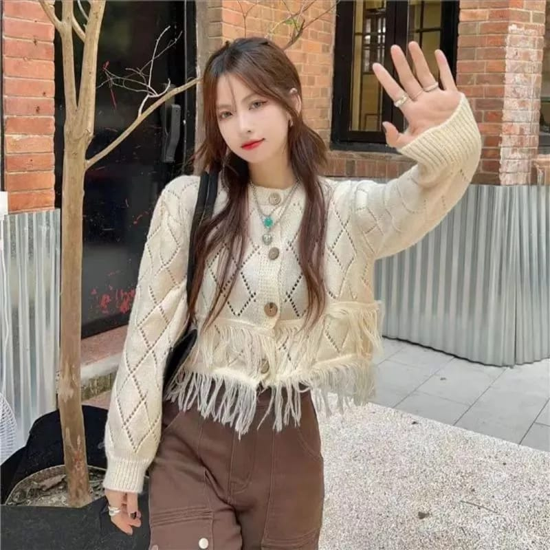 Jual Rajut Crop Top Rawis Wanita / Cardigan Rawis Indian / Cardigan Crop / Atasan Wanita / Outer ...