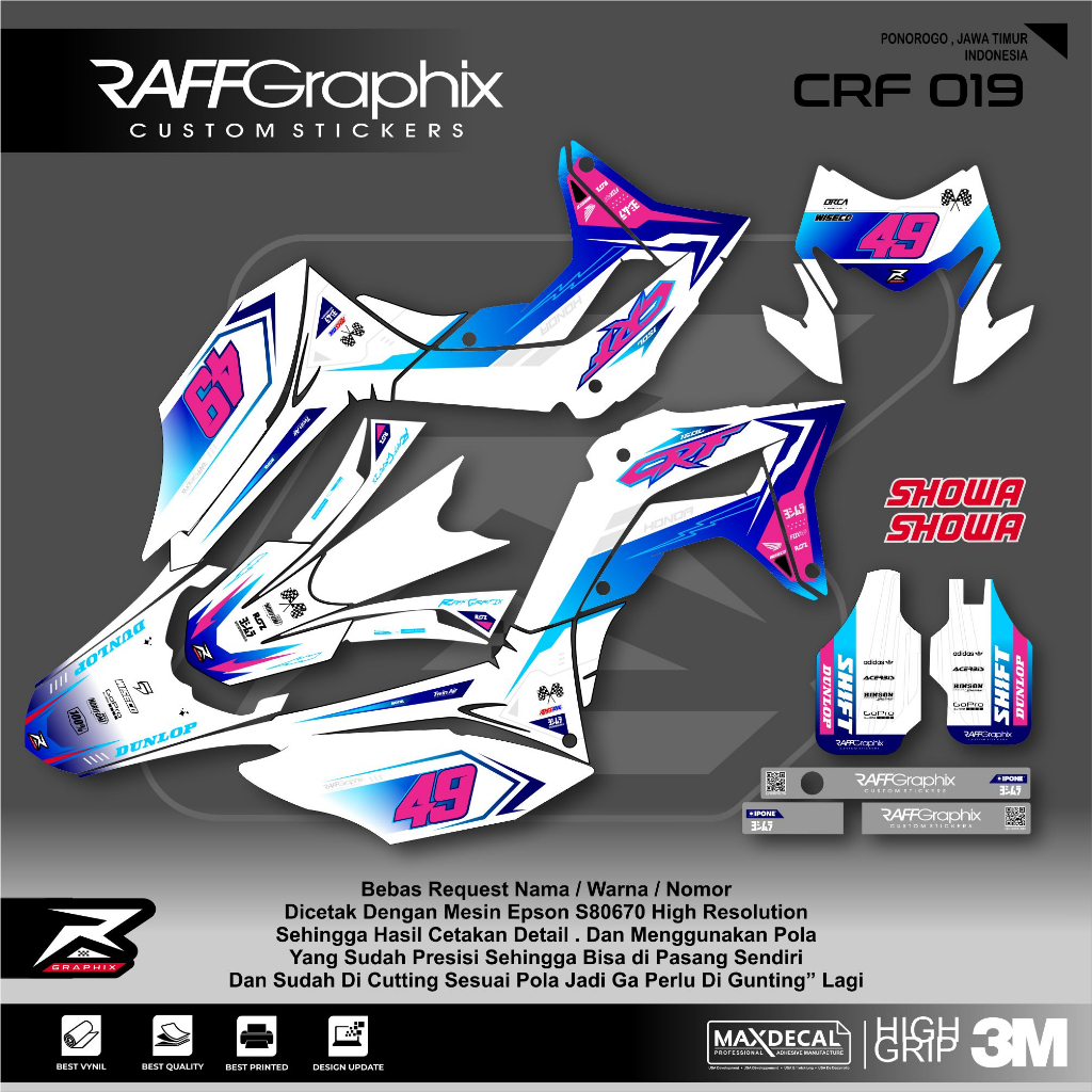Jual STICKER CRF 150 PUTIH BIRU SIMPEL /DECAL CRF 150 CUSTOM FULL BODY ...