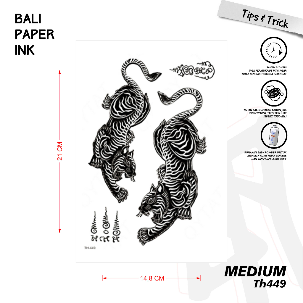 Jual Bali Paper Ink TH449 Tiger Tatto Temporary Basic Tato Temporer ...
