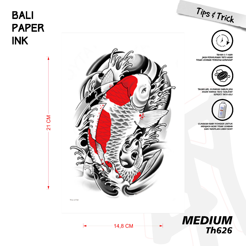 Jual Bali Paper Ink TH626 Koi Tatto Temporary Basic Tato Temporer ...