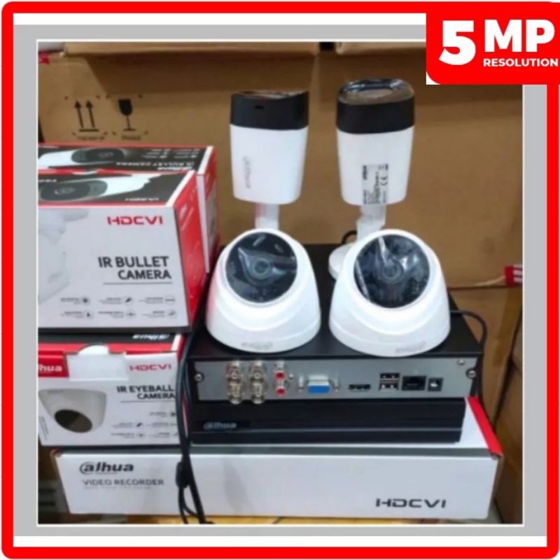 Jual PAKET CAMERA CCTV DAHUA 4 CHANNEL 5MP (Paket Komplit ) | Shopee ...