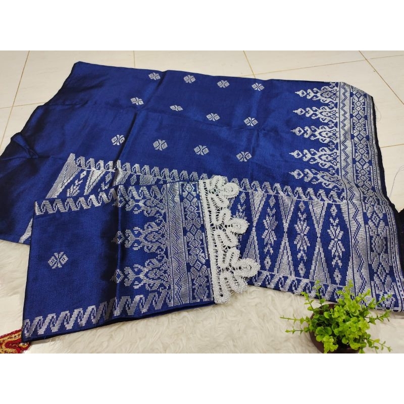 Jual Songket Silungkang warna biru elektrik silver | Shopee Indonesia