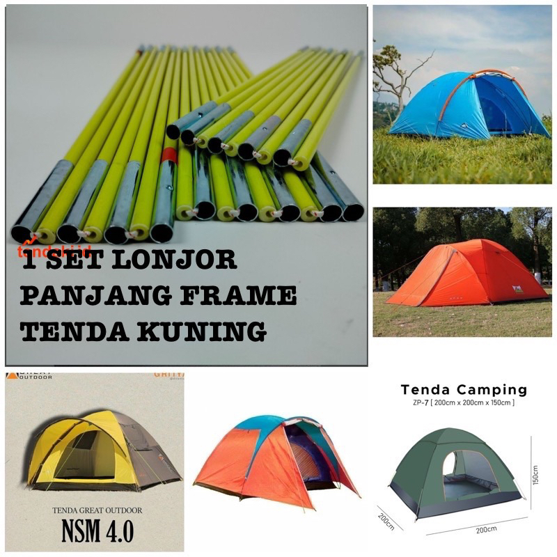 Jual 1 set lonjor panjang borneo 4p kuning frame tenda 1 lonjor panjang ...