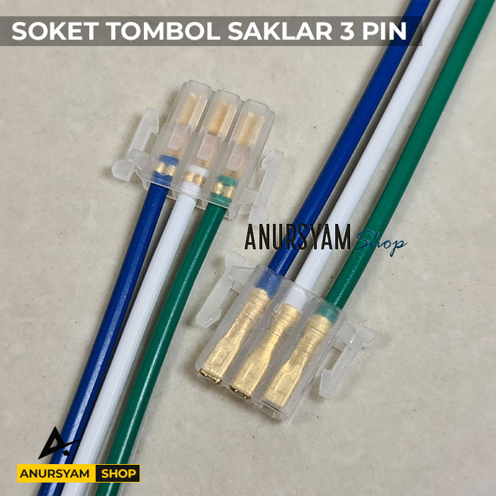 Jual Soket Tombol Saklar 3 Pin Soket 3 Pin Saklar Lampu Dim Klakson Sen ...