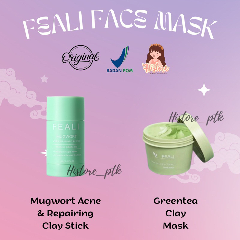 Jual FEALI Green Tea Clay Mask / Feali Mugwort Acne and Repairing Clay ...
