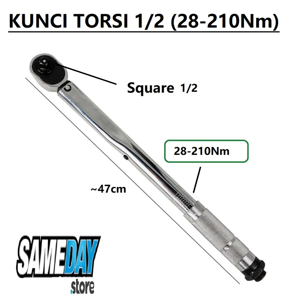 Jual Kunci Torsi Momen Moment Torque Wrench Two Way Spanner 1/4 Torsi 4 ...