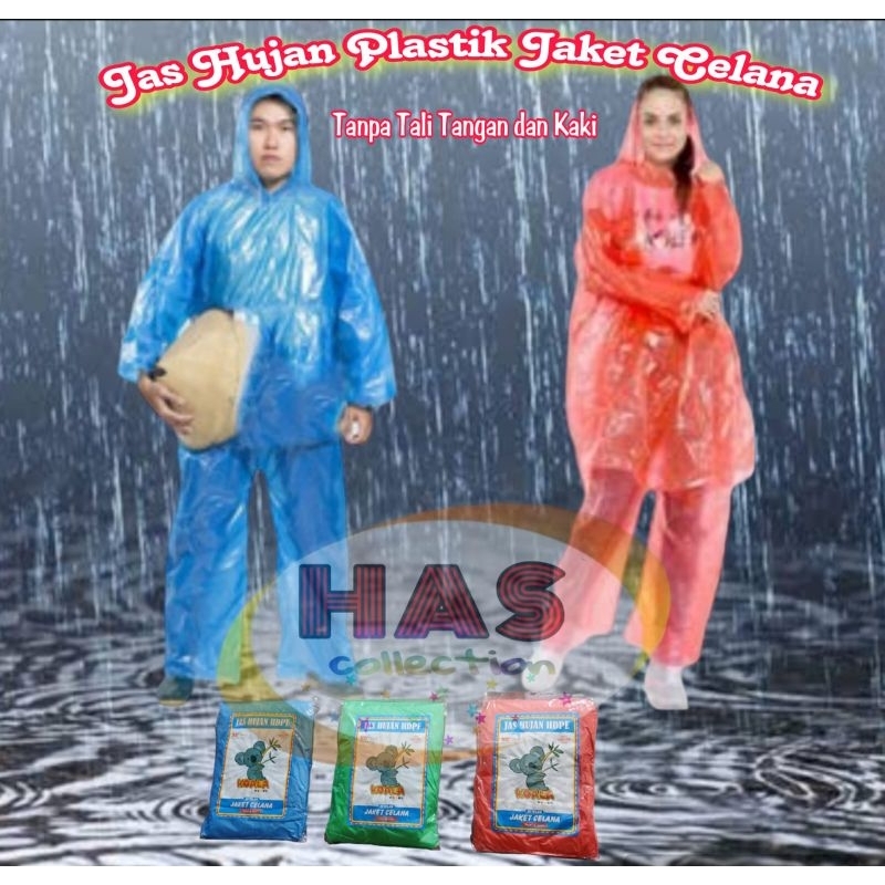 Jual JAS HUJAN PLASTIK LDPE TEBAL SETELAN BAJU CELANA MERK KOALA ...