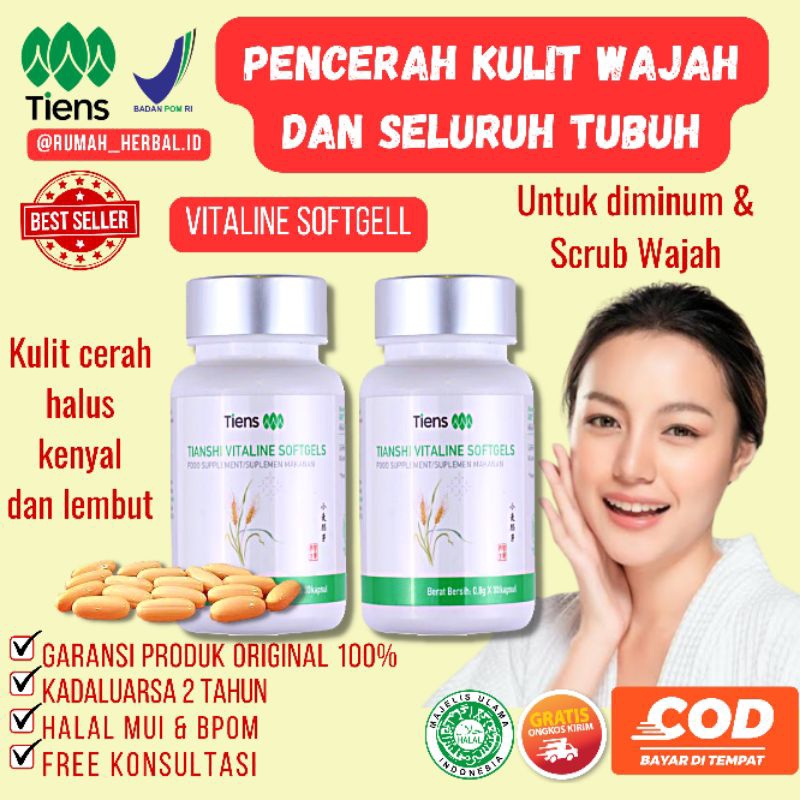 Jual Vitaline Softgel Tiens Pemutih Kulit Wajah Dan Tubuh Original 100% ...