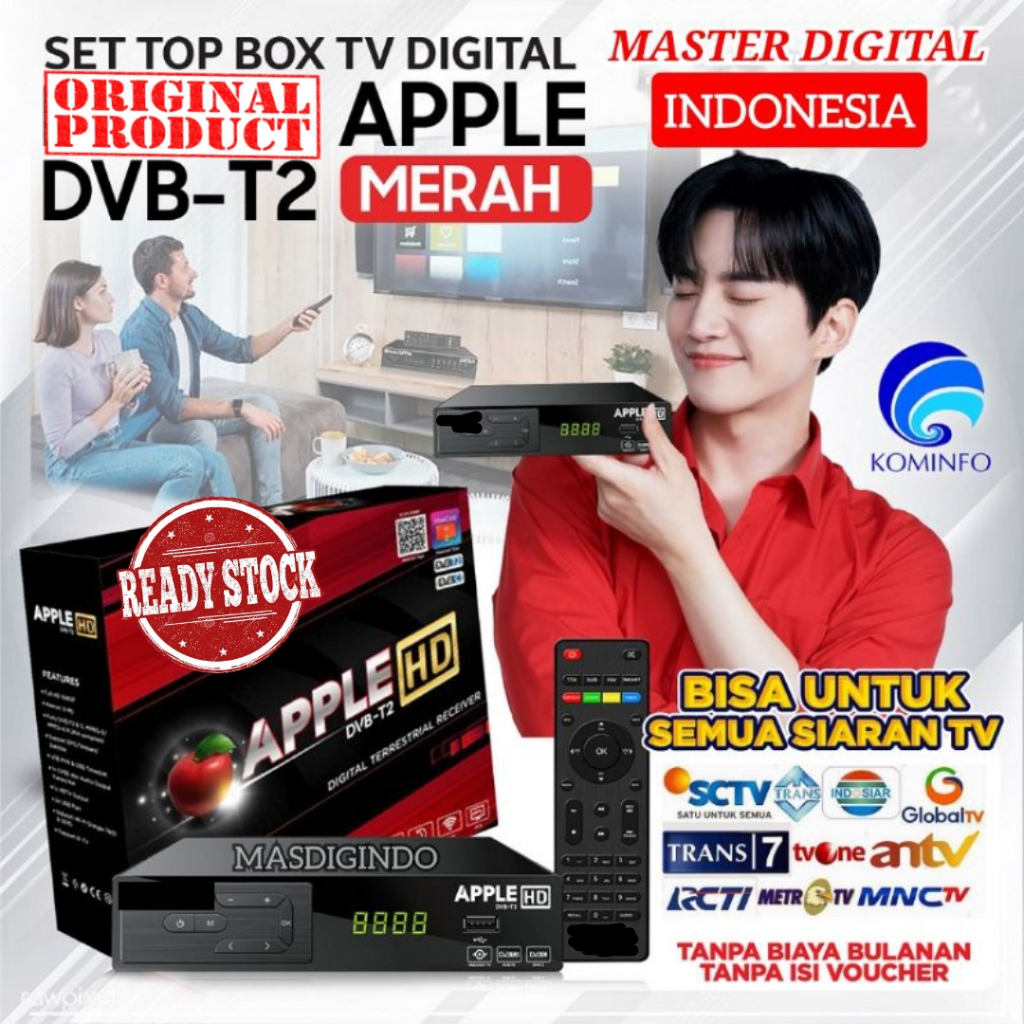 Jual Set Top Box Digital Matrik APPLE MERAH HD Stb TV Digital DVBT2 ...
