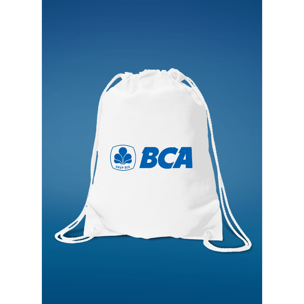 Jual Tas Serut Logo BANK BCA / Tas Souvenir Custom Logo Perusahaan ...