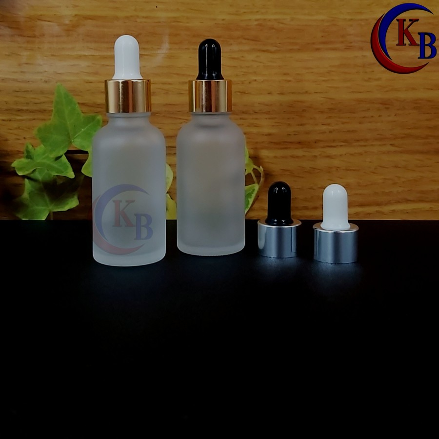 Jual BOTOL PIPET 30 ML SERUM TETES ALUMUNIUM / BOTOL KACA CLEAR FROSTED ...