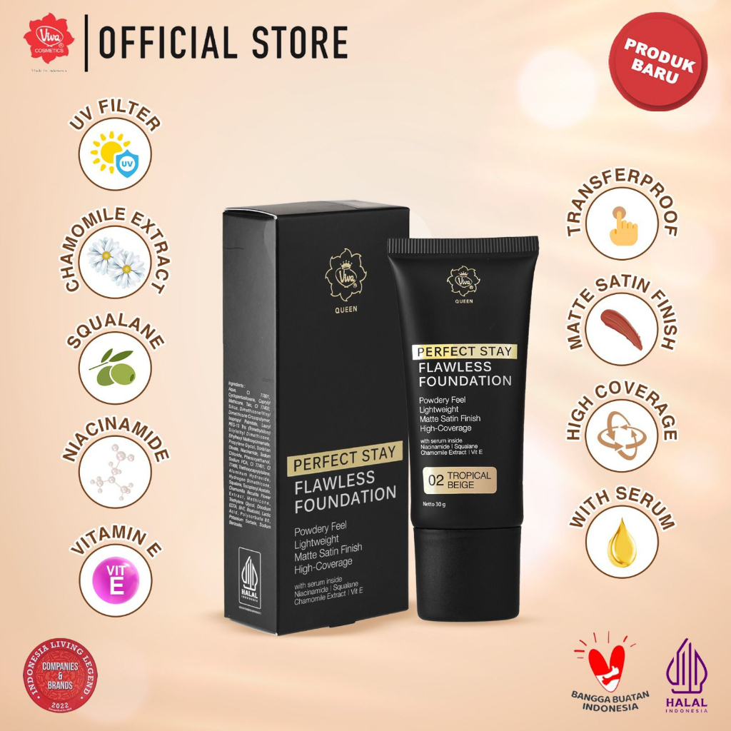 Jual Viva Queen Perfect Stay SERUM Flawless Foundation with NIACINAMIDE ...