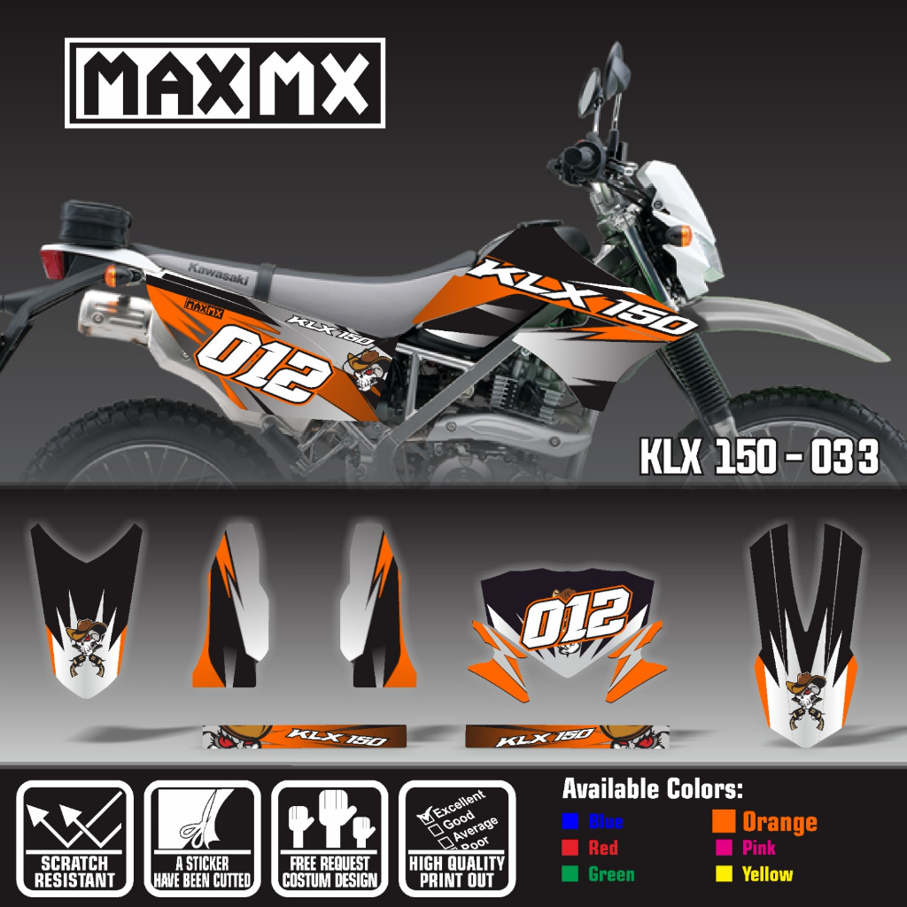 Jual decal klx 150 old keren full body stiker warna abu hitam oren ...