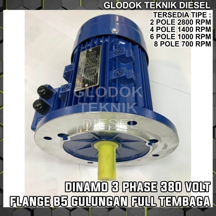 Jual Dinamo Motor B5 75 HP 55 KW 750 RPM 3 PHASE 8 POLE FULL Tembaga FLANGE | Shopee Indonesia