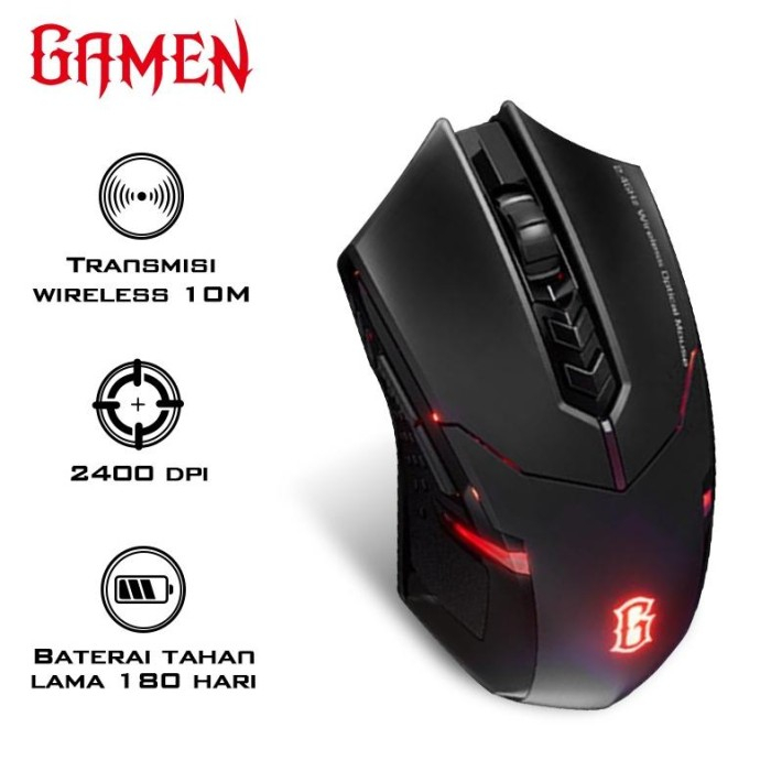 Jual Mouse Gamen Gaming wireless GM300W Black | Shopee Indonesia
