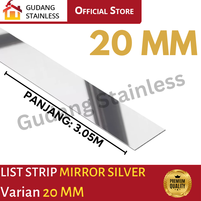 Jual List Plat Strip Mirror Stainless SS 201 20MM | Shopee Indonesia