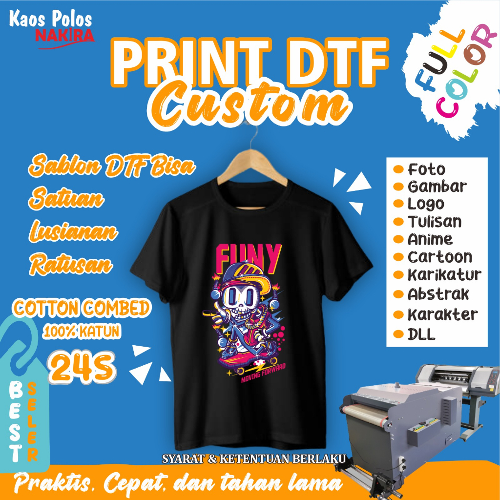 Jual KAOS SABLON CUSTOM DTF DESAIN BEBAS SUKA SUKA / SABLON KAOS COTTON COMBED 24S SATUAN ...