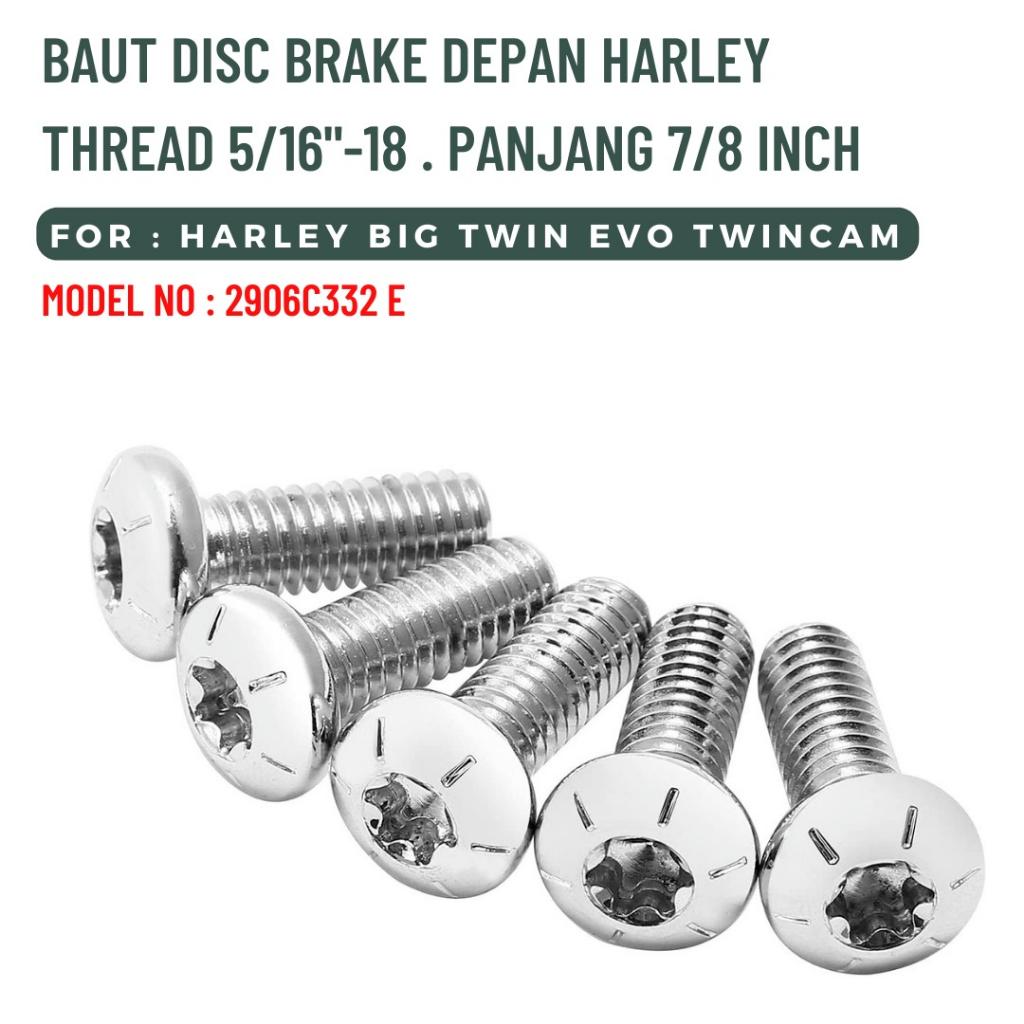 Jual BAUT DISC BRAKE DEPAN HARLEY BIG TWIN EVO TWINCAM THREAD 5/16 - 18 ...