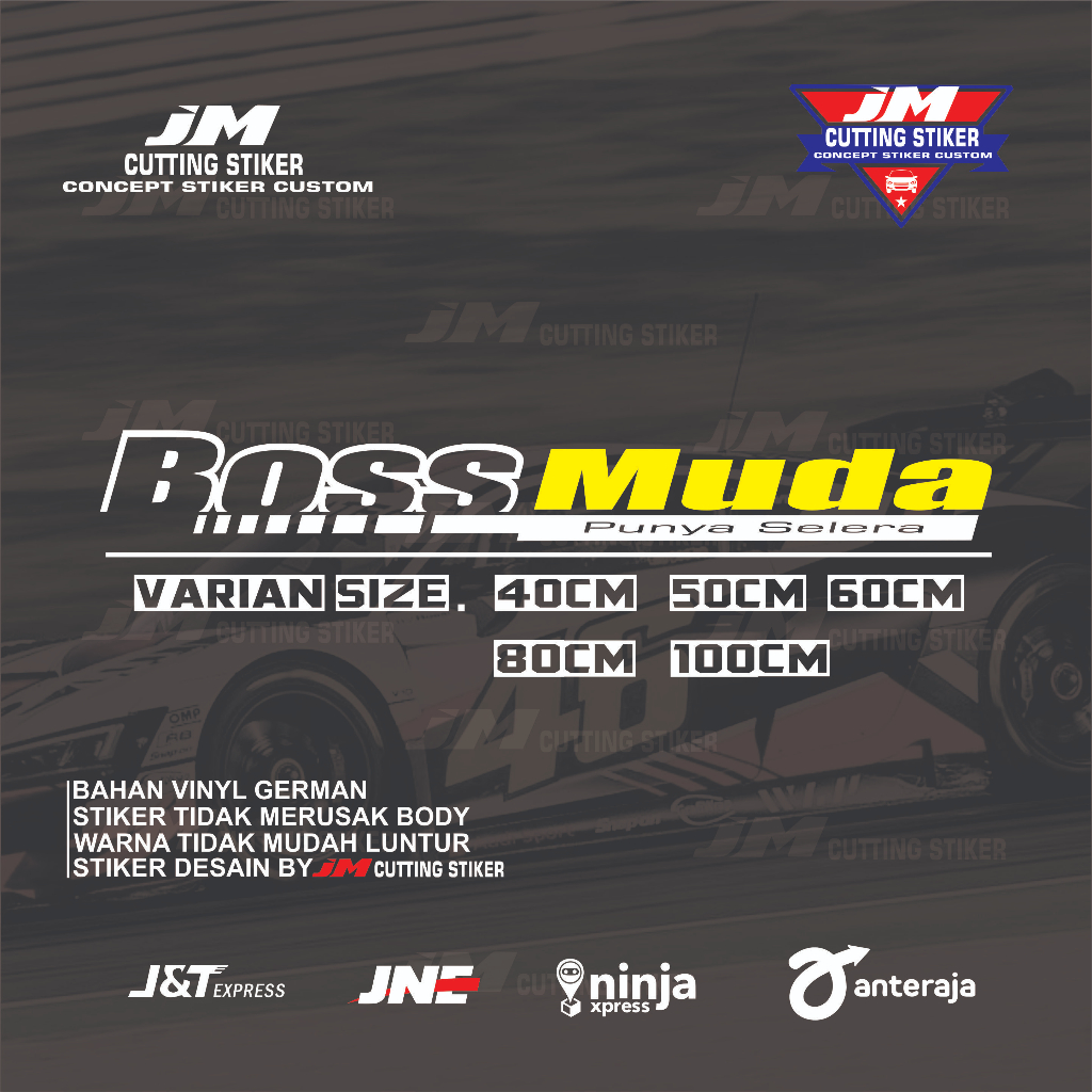 Jual cutting stiker boss muda stiker variasi kaca mobil truck pick up ...