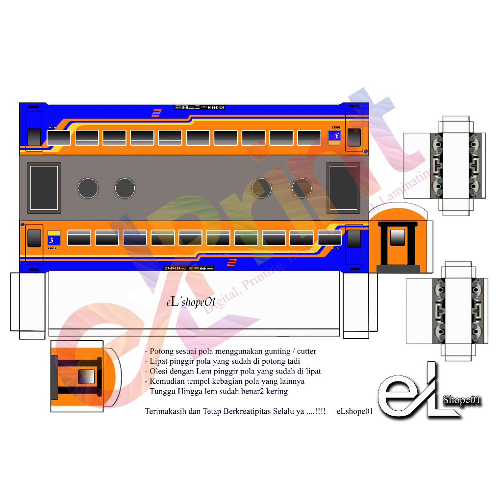 Jual Papercraft Pola Kereta Api Indonesia / Mainan Edukatif Anak ...