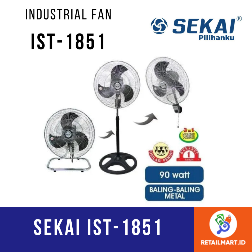 Jual SEKAI : KIPAS ANGIN BESI 3 IN 1 18 " IST 1851 INDUSTRIAL FAN IST-1851 | Shopee Indonesia