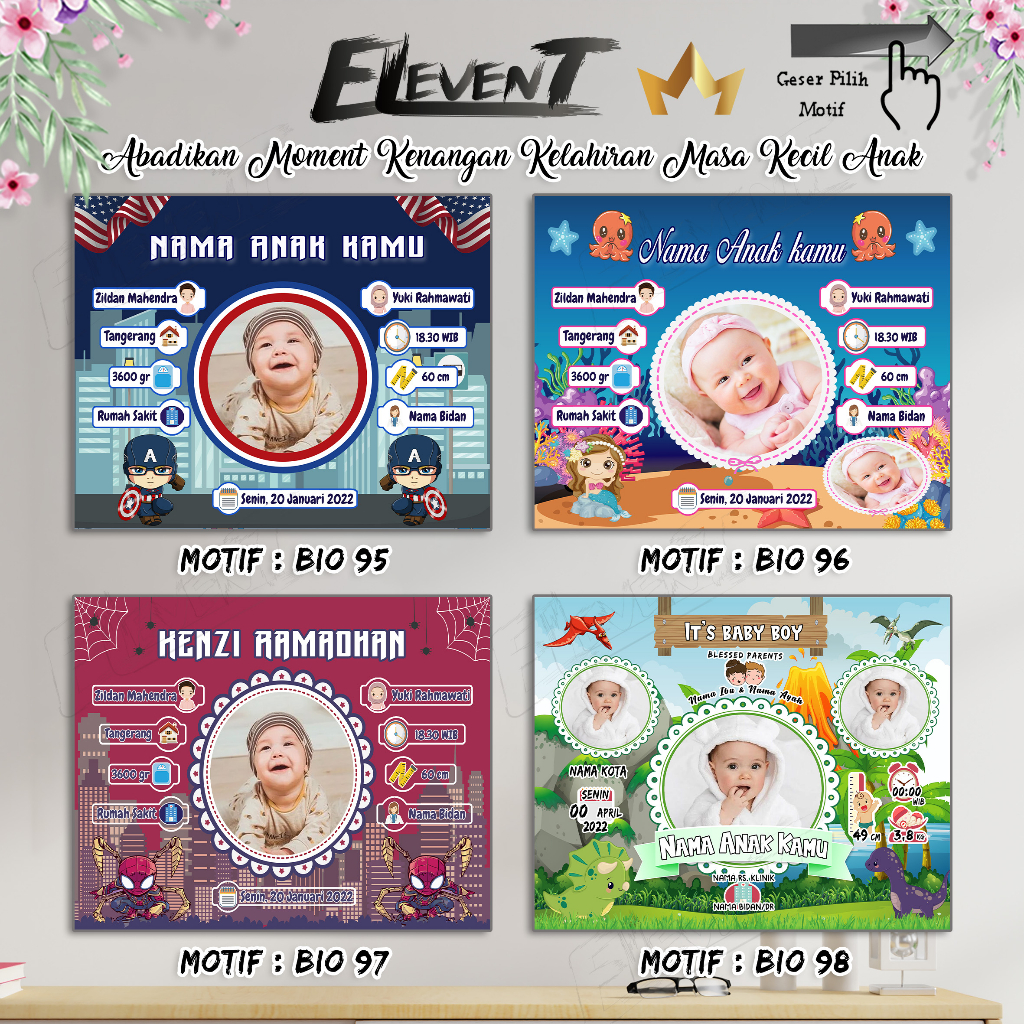 Jual Bikin Biodata Bayi Kayu 30x40cm Foto Gantung Hiasan Dinding ...