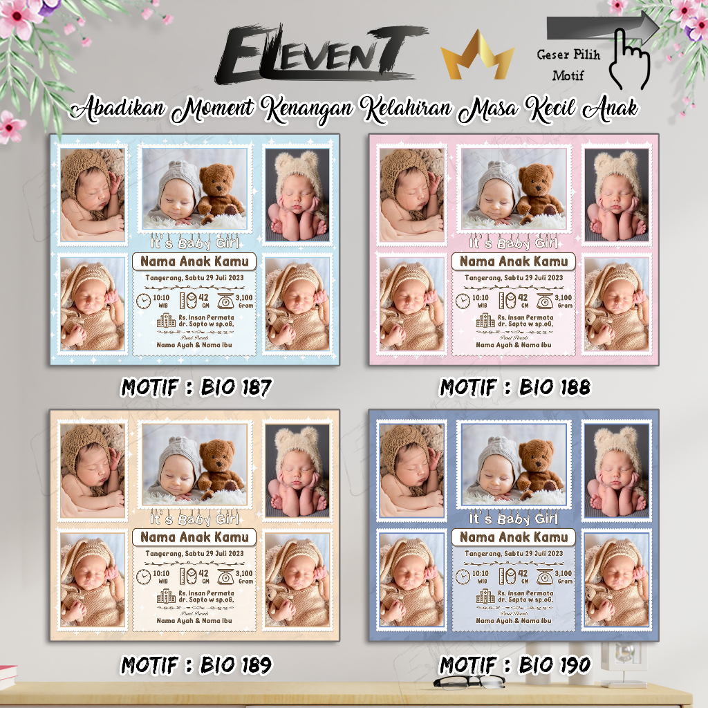 Jual Bikin Biodata Bayi Kayu 30x40cm Foto Gantung Hiasan Dinding ...