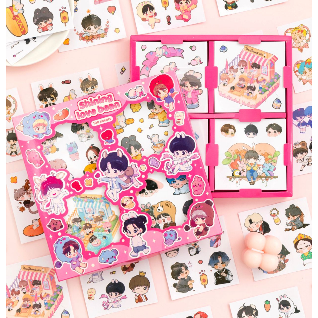 Jual 100 Lembar Sticker Box BTS BT21 Tinytan Korea Waterproof Stiker ...