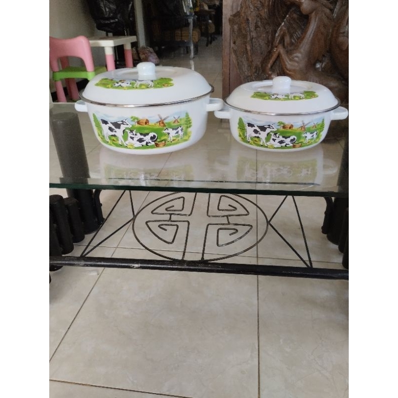 Jual panci enamel sapi / panci motif sapi / panci 22 cm / panci 26 cm ...