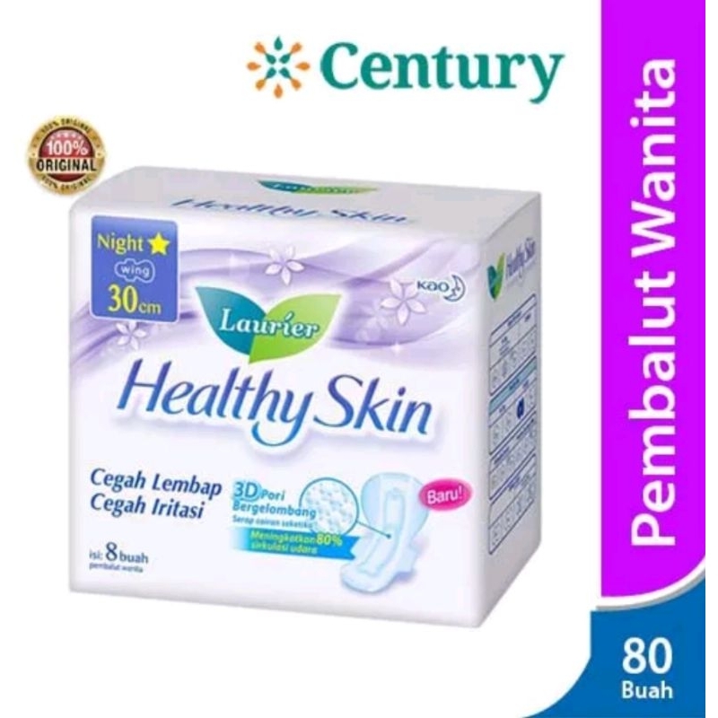 Jual Laurier Healthy Skin Night 30 cm 8S/ softex/ pembalut wanita/ haid ...