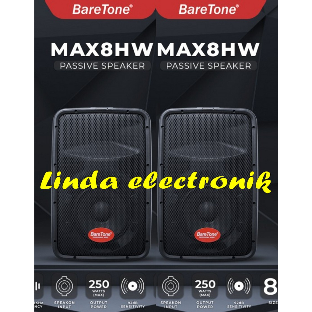 Jual speaker pasif baretone max 8 hw / max8 hw / max 8hw 8 inch 2 buah ...