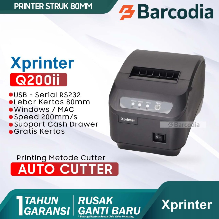 Jual Xprinter XP-Q200II Printer Thermal 80mm USB SERIAL RS232 AUTO ...