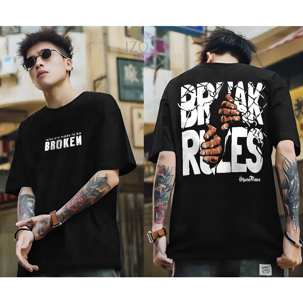 Jual Baju Kaos Tshirt Distro Tulisan Simpel Break Rules Pakaian Pria ...