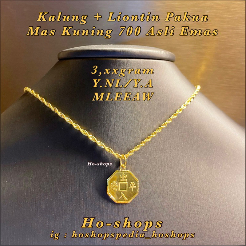 Jual kalung tambang kuning + liontin pak kua mas kuning kadar 700 asli ...