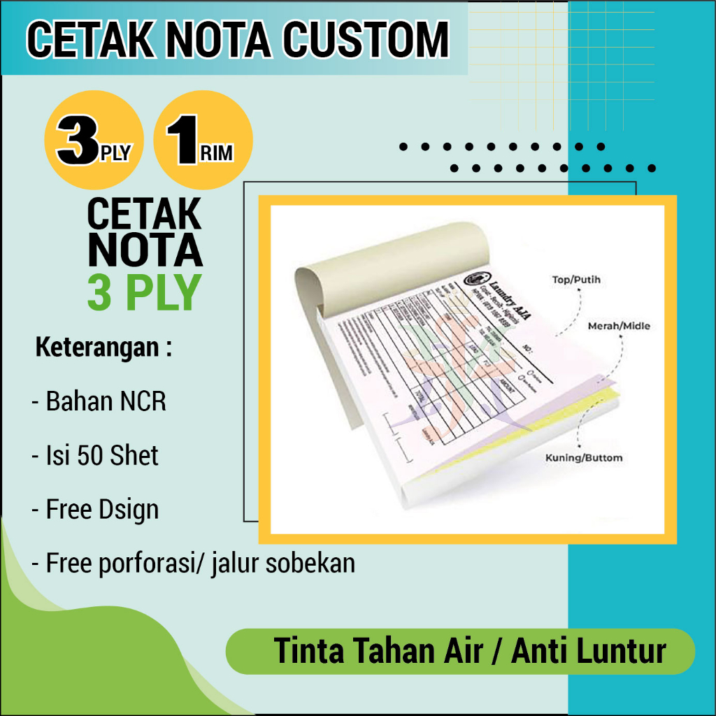 Jual CETAK NOTA CUSTOM | 1RIM 3 PLY FREE DESIGN | Shopee Indonesia